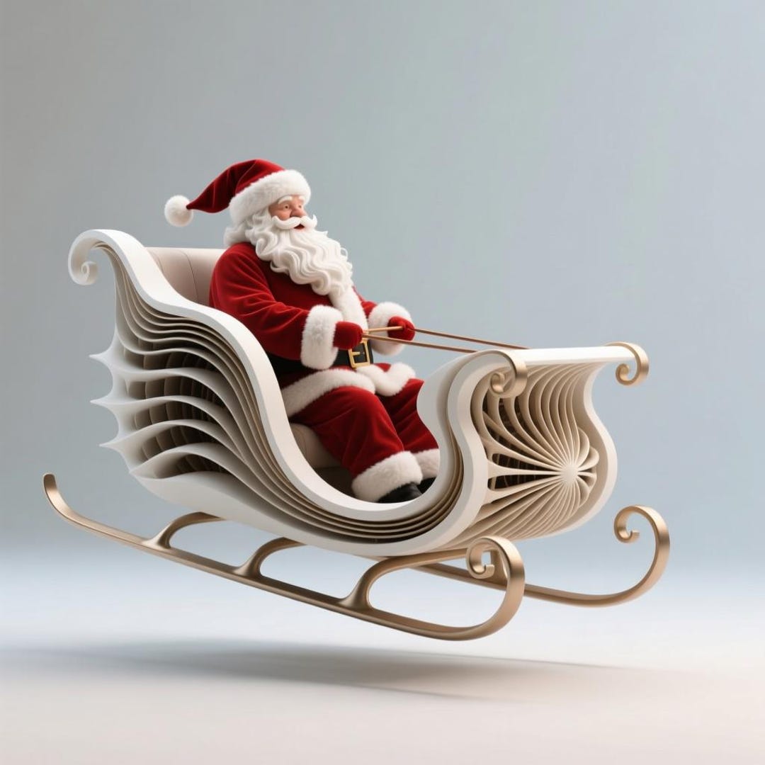 Modern Layered Santa Sleigh STL – Elegant Contemporary Christmas Sleigh ...