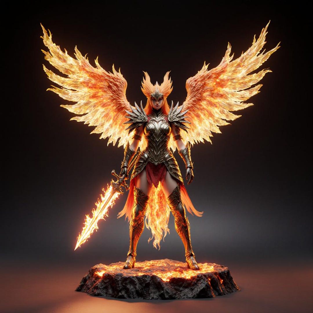 Fire Angel Warrior 3D Model STL | Winged Knight Miniature (digital ...