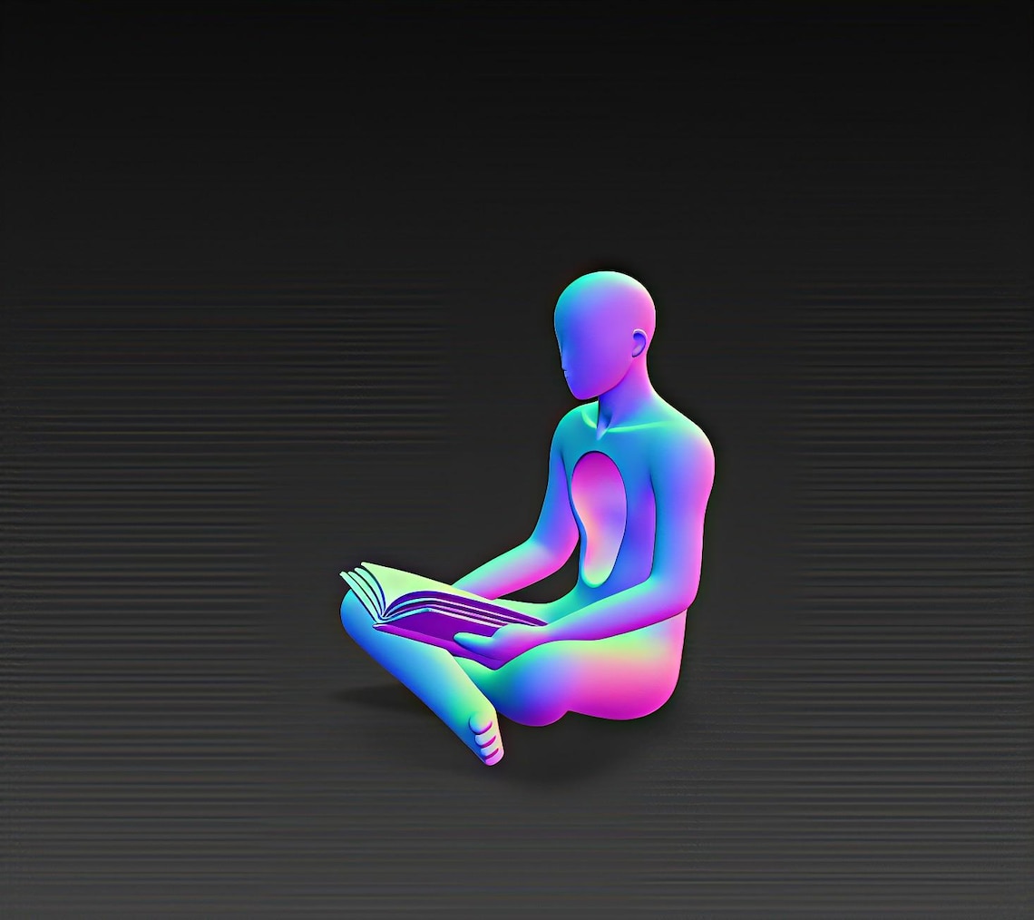 Minimalist Reading Figure STL – 3D Print Abstract Sculpture (digital ...