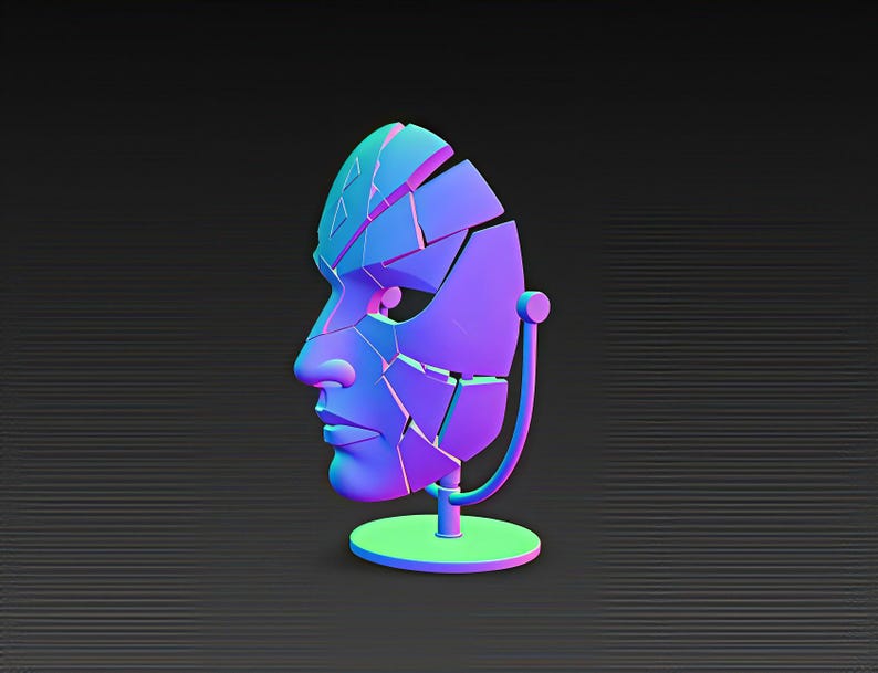 Fragmented Marble Mask STL – Abstract Rune Art 3D Print (digital File ...