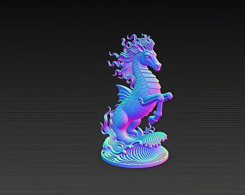 Hippocampus STL File: Mythical Sea Horse 3D Print Model (digital ...