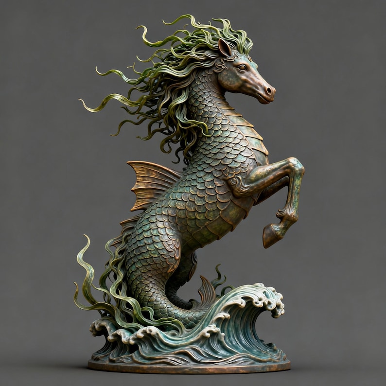 Hippocampus STL File: Mythical Sea Horse 3D Print Model (digital ...