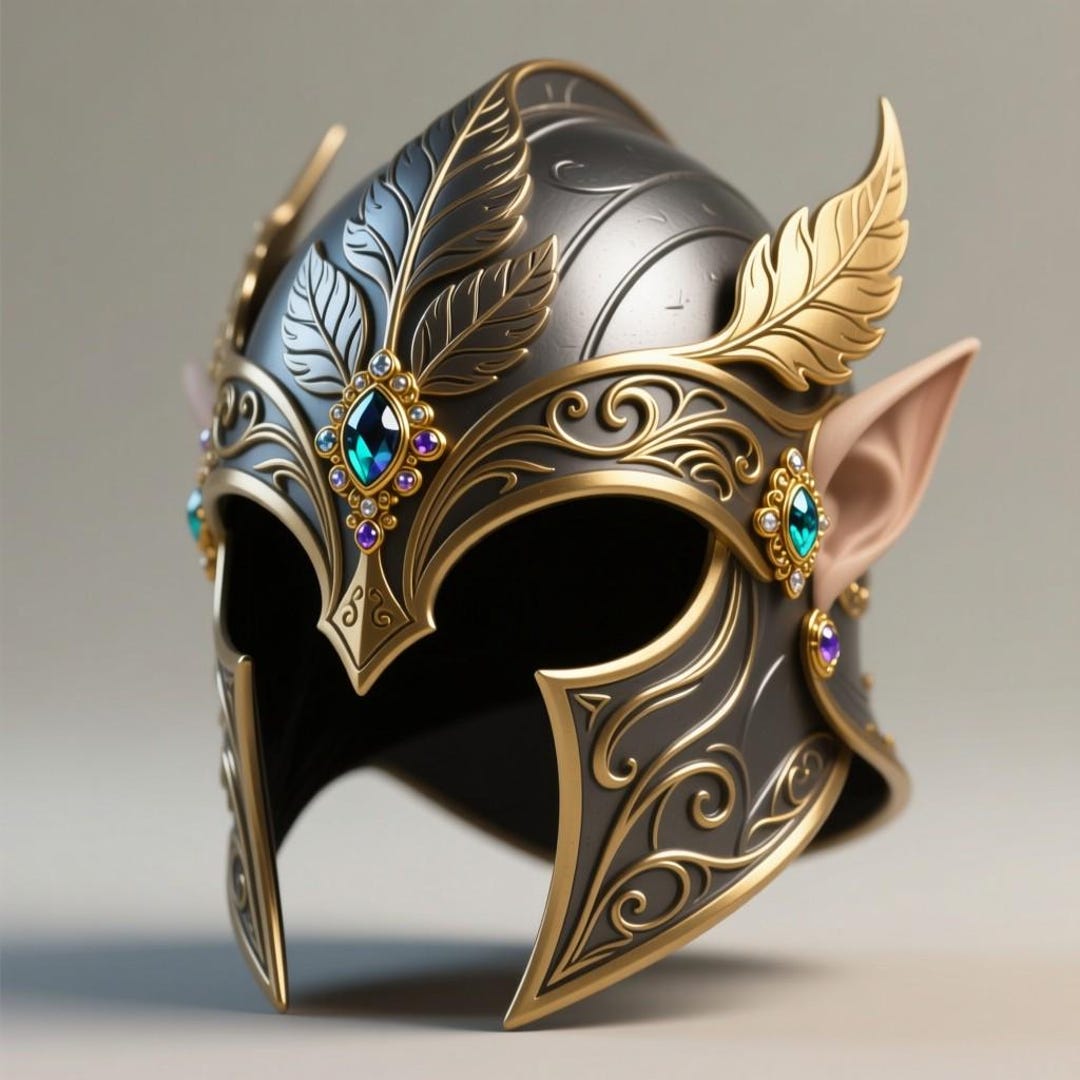 Elven Royal Helmet STL – Ornate Fantasy Armor Helmet Model for 3D ...