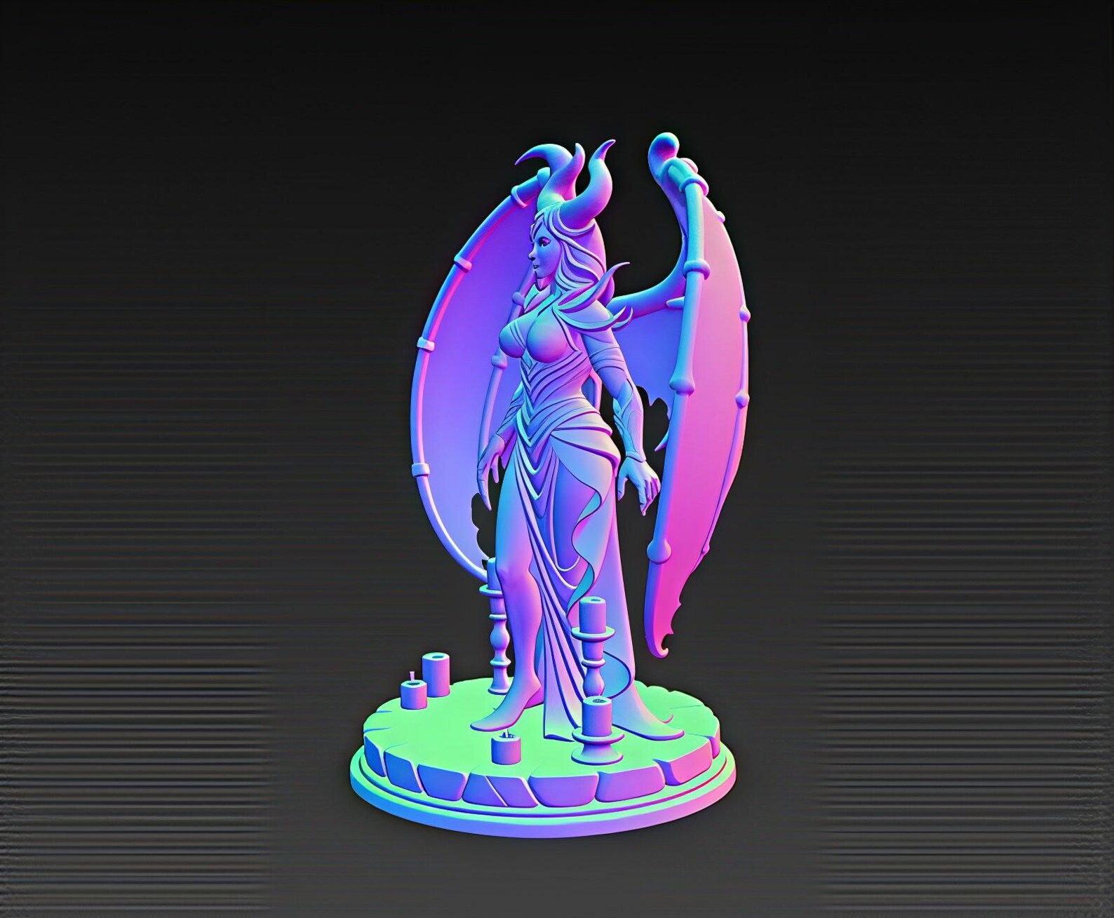 Dark Winged Demon Goddess STL – High-detail Fantasy Female Statue for ...