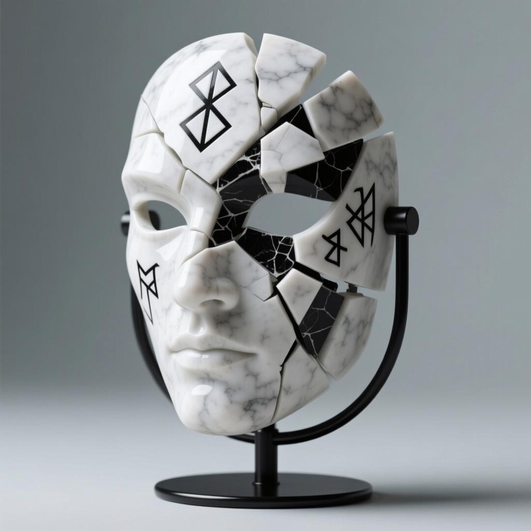 Fragmented Marble Mask STL – Abstract Rune Art 3D Print (digital File ...