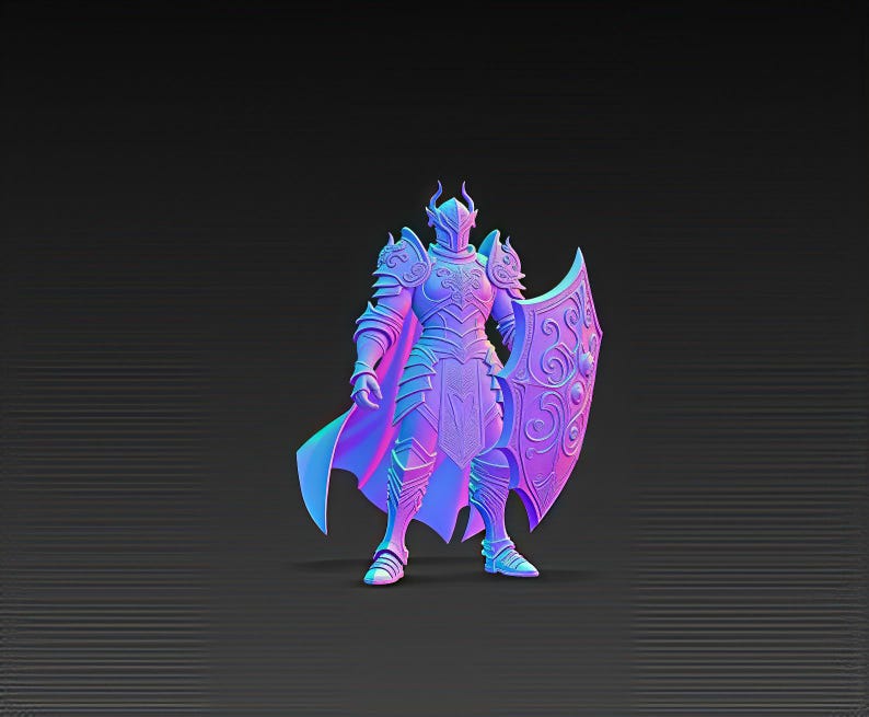 Infernal Knight STL • Black & Gold Armor Statue 3D Model (digital ...