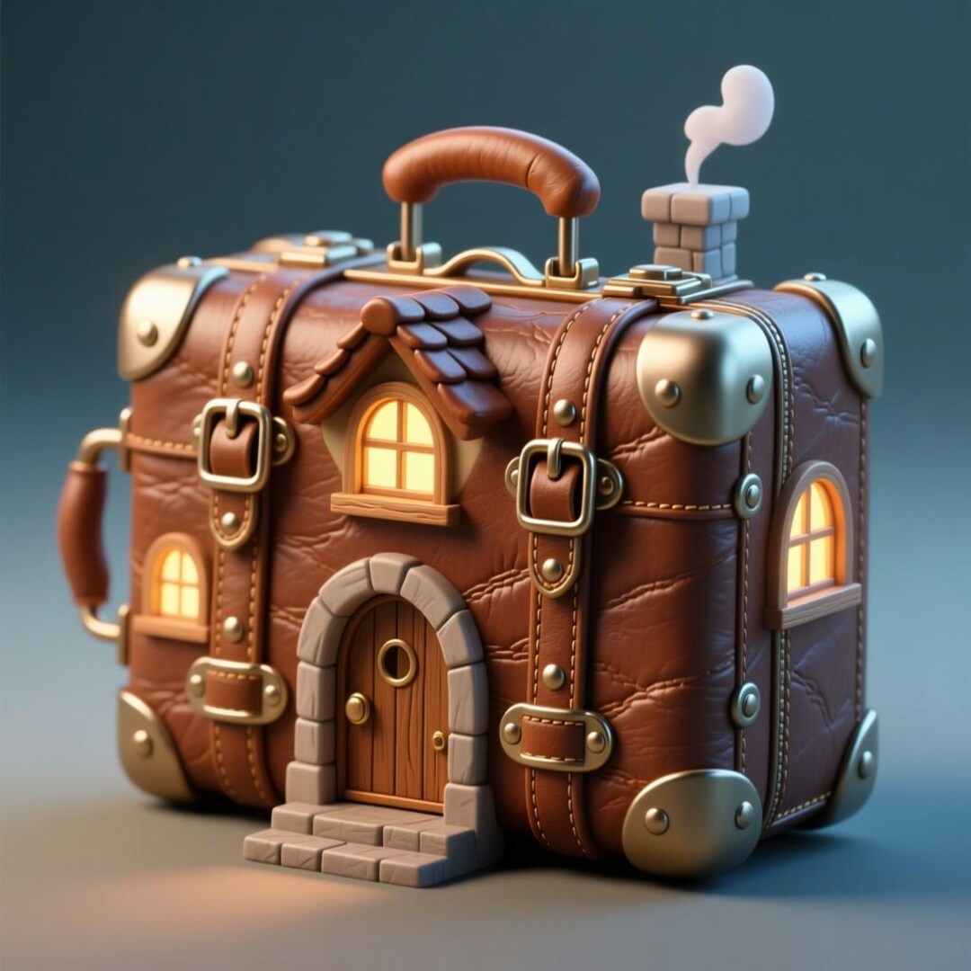 Suitcase House 3D Print Model: Whimsical Fairy Tale Travel Bag STL File ...