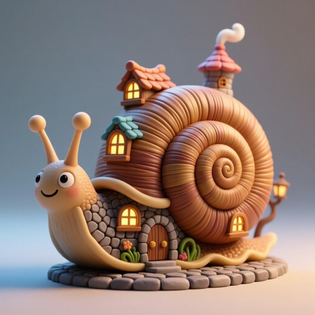 Snail Cottage STL – Whimsical 3D Printing Model (digital Download) - Etsy