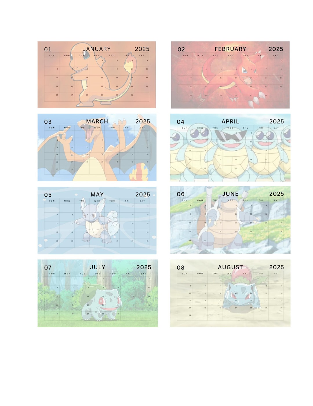 Pokémon Digital Calendar 2025 | Printable Gaming Planner, Cute Pokémon ...