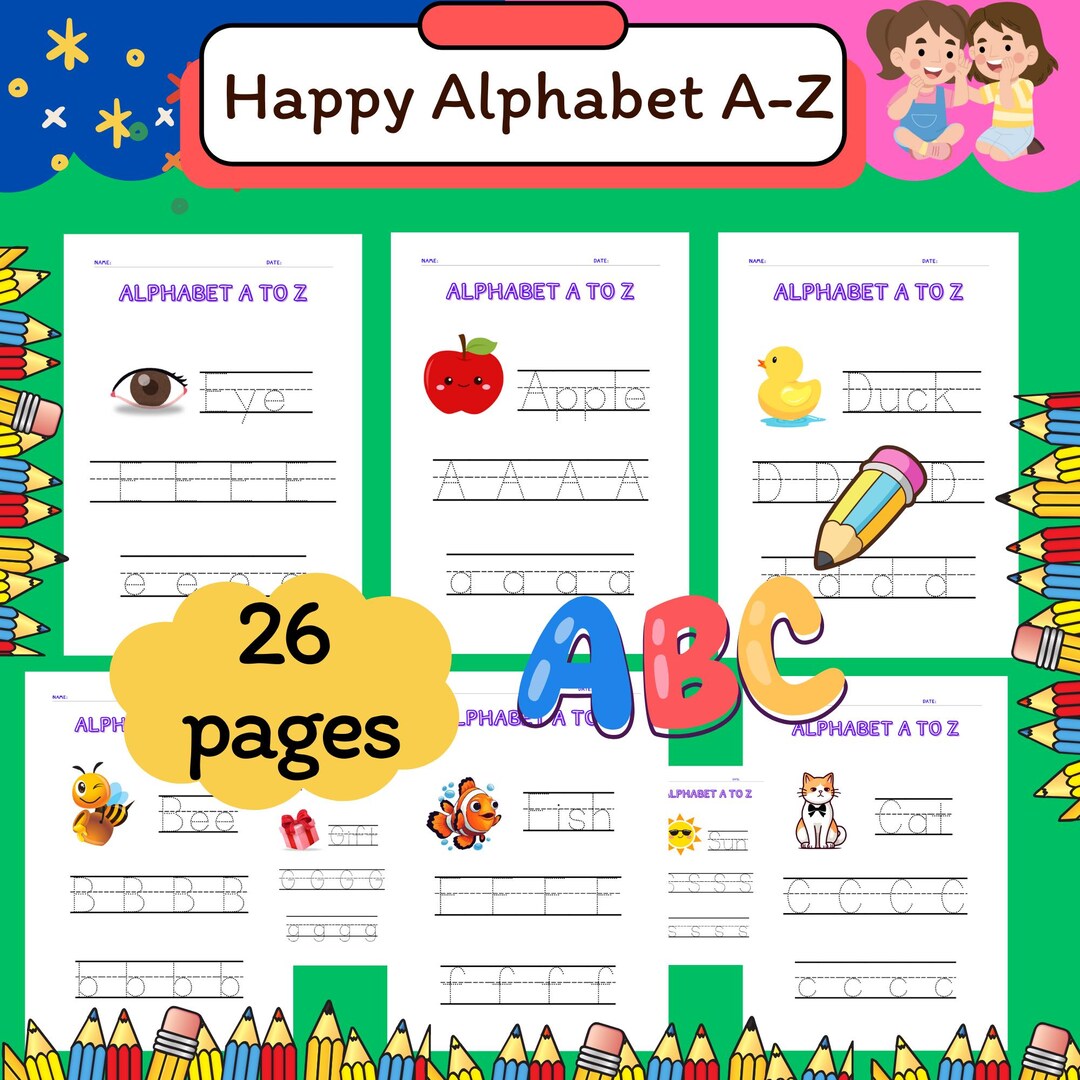 Alphabet A-Z, Educational Worksheets, Kindergarten, Early Elementary ...