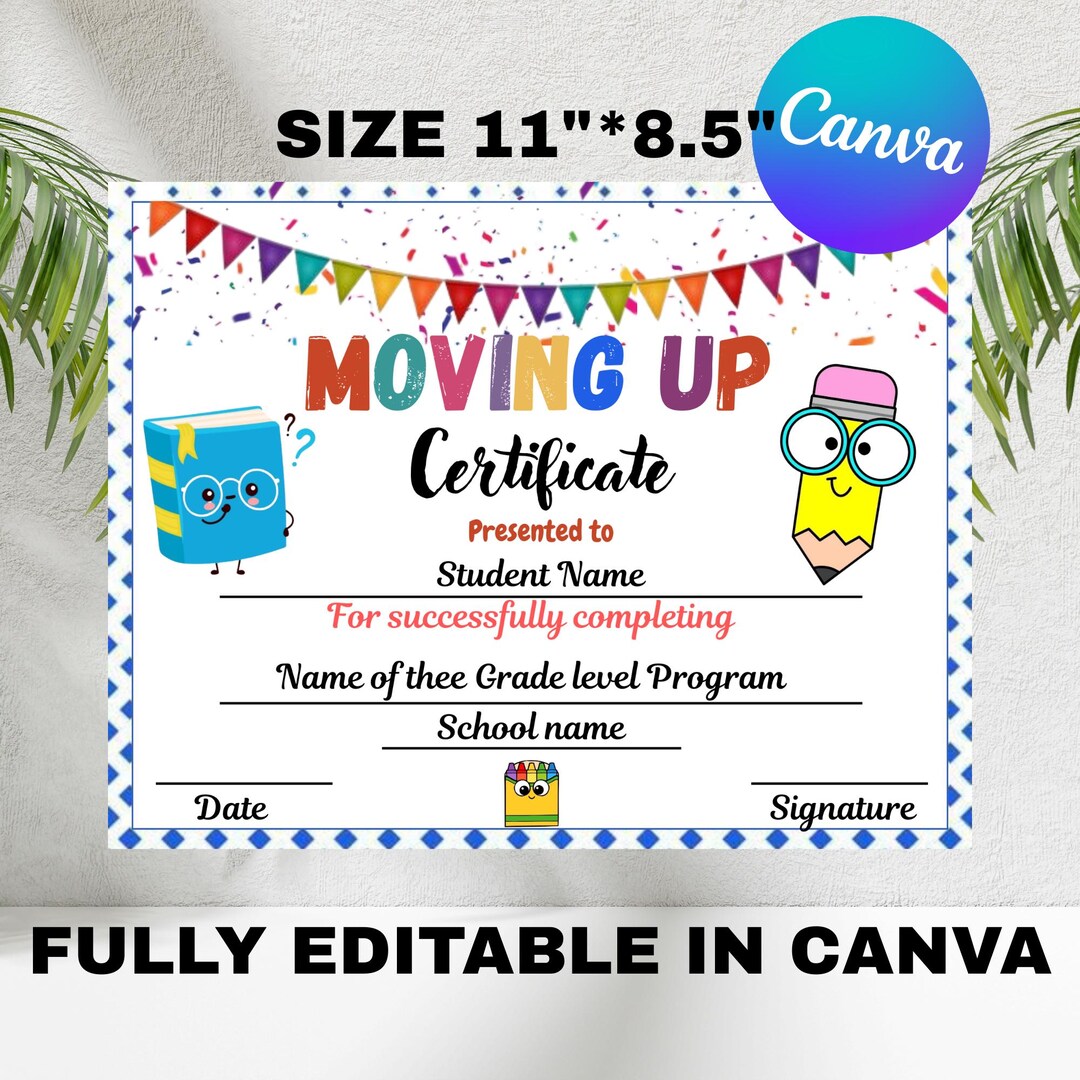 Editable Preschool Moving up Certificate, Prek Moving up Certificate ...