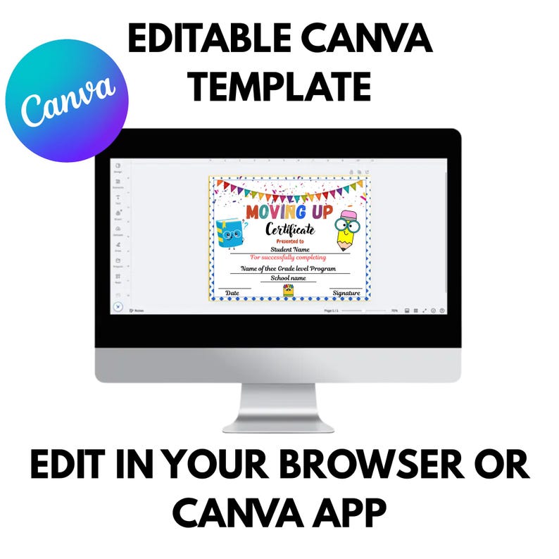 Editable Preschool Moving up Certificate, Prek Moving up Certificate ...