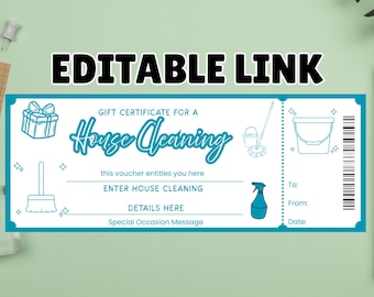 House Cleaning Gift Certificate Template Housekeeping Gift Card Gift ...