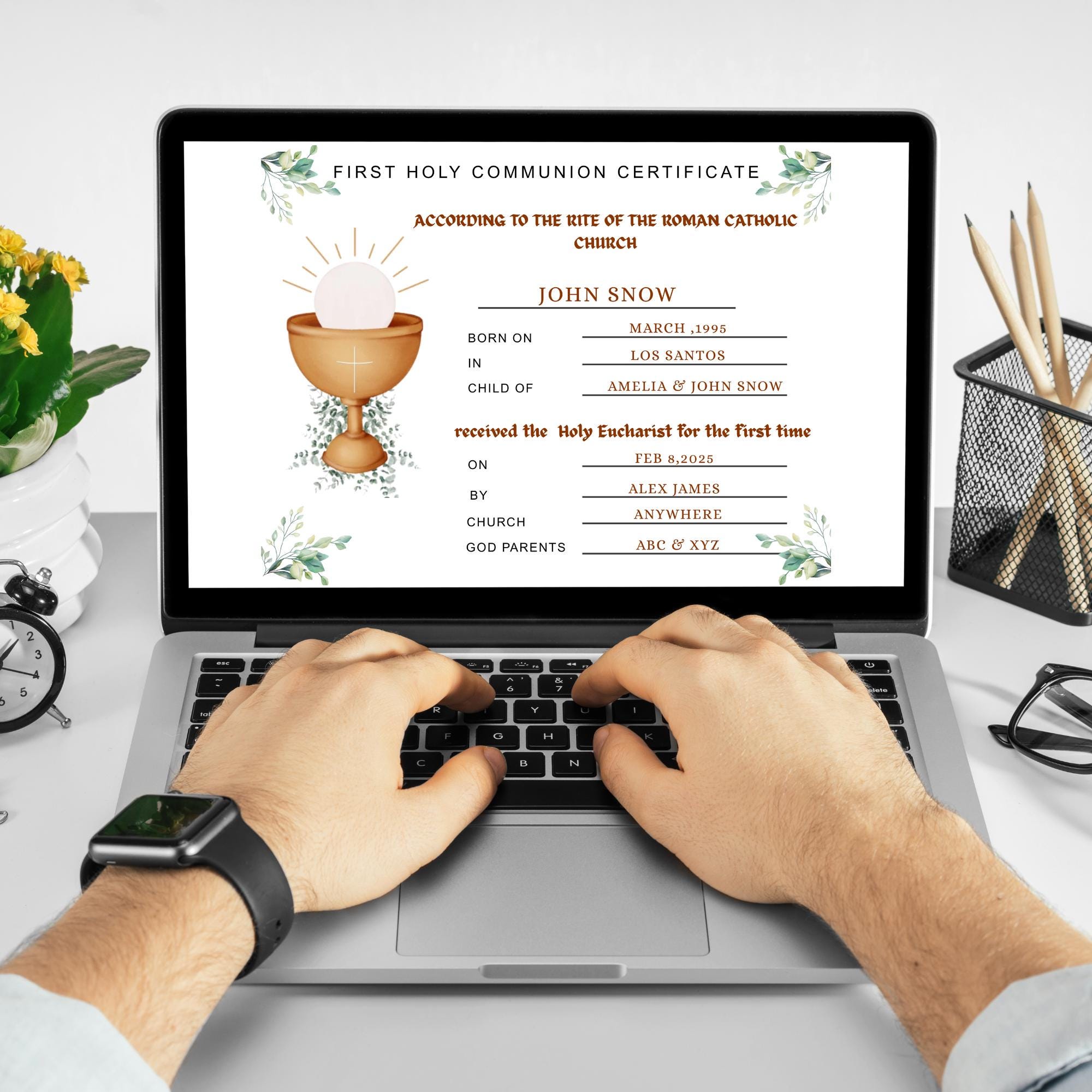 First Communion Certificate Template, Editable First Holy Communion ...