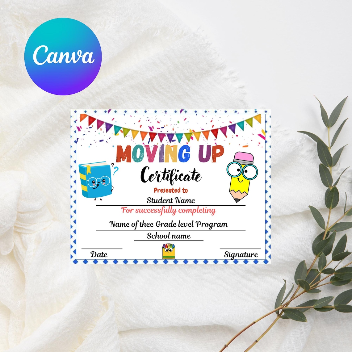Editable Preschool Moving up Certificate, Prek Moving up Certificate ...