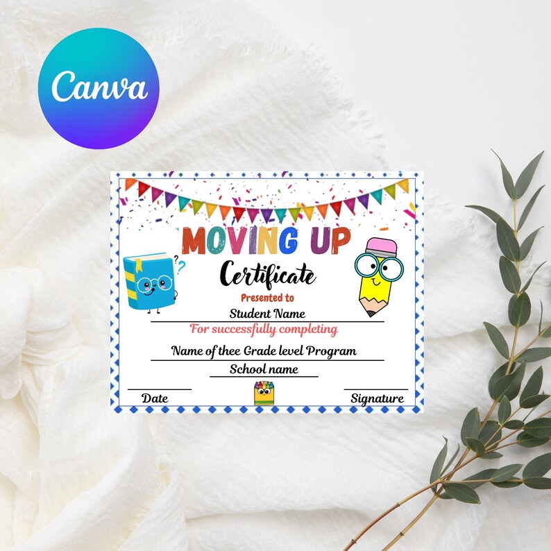 Editable Preschool Moving up Certificate, Prek Moving up Certificate ...