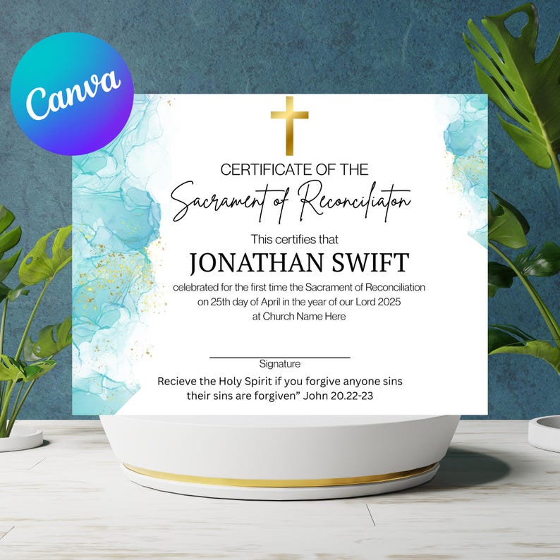 Editable Certificate of Reconciliation Template, Religious Gold ...