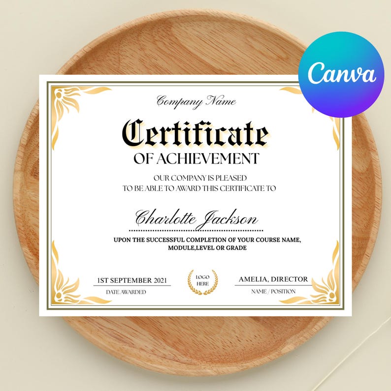 Certificate of Achievement Template, Printable Course Certificate of ...