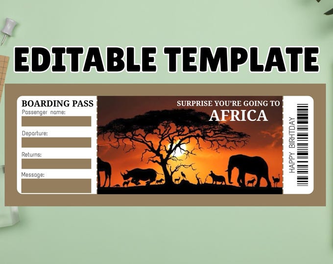 Zoo Ticket Template, Printable Event Ticket, Safari Park, Gift Voucher ...