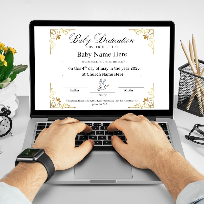 Baby Dedication Certificate, Baptism Certificate, Baby Dedication Gift ...