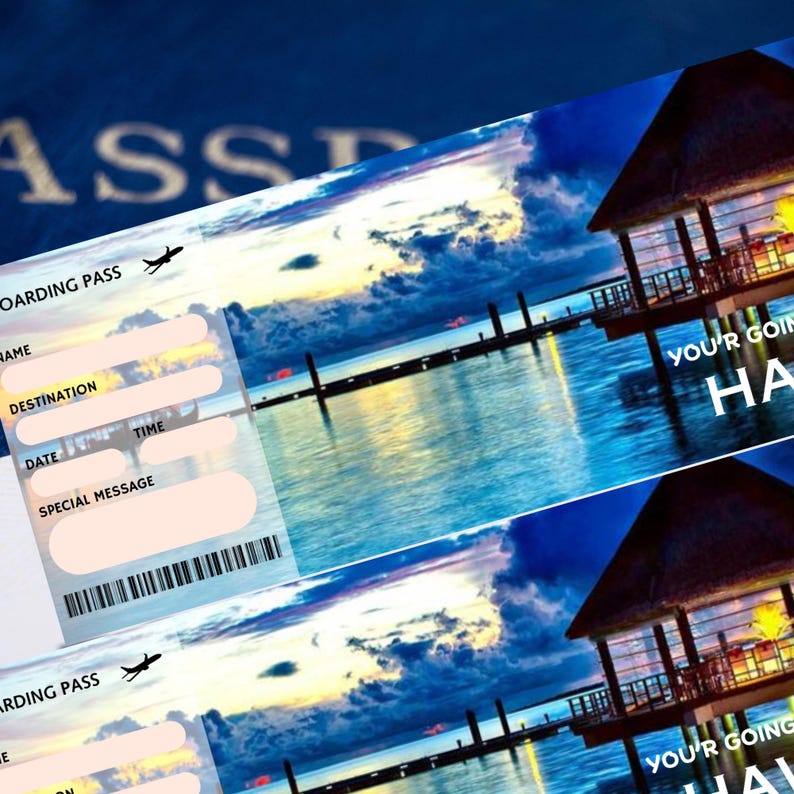 Editable Hawaii Boarding Pass Template, Printable Surprise Hawaii Trip ...