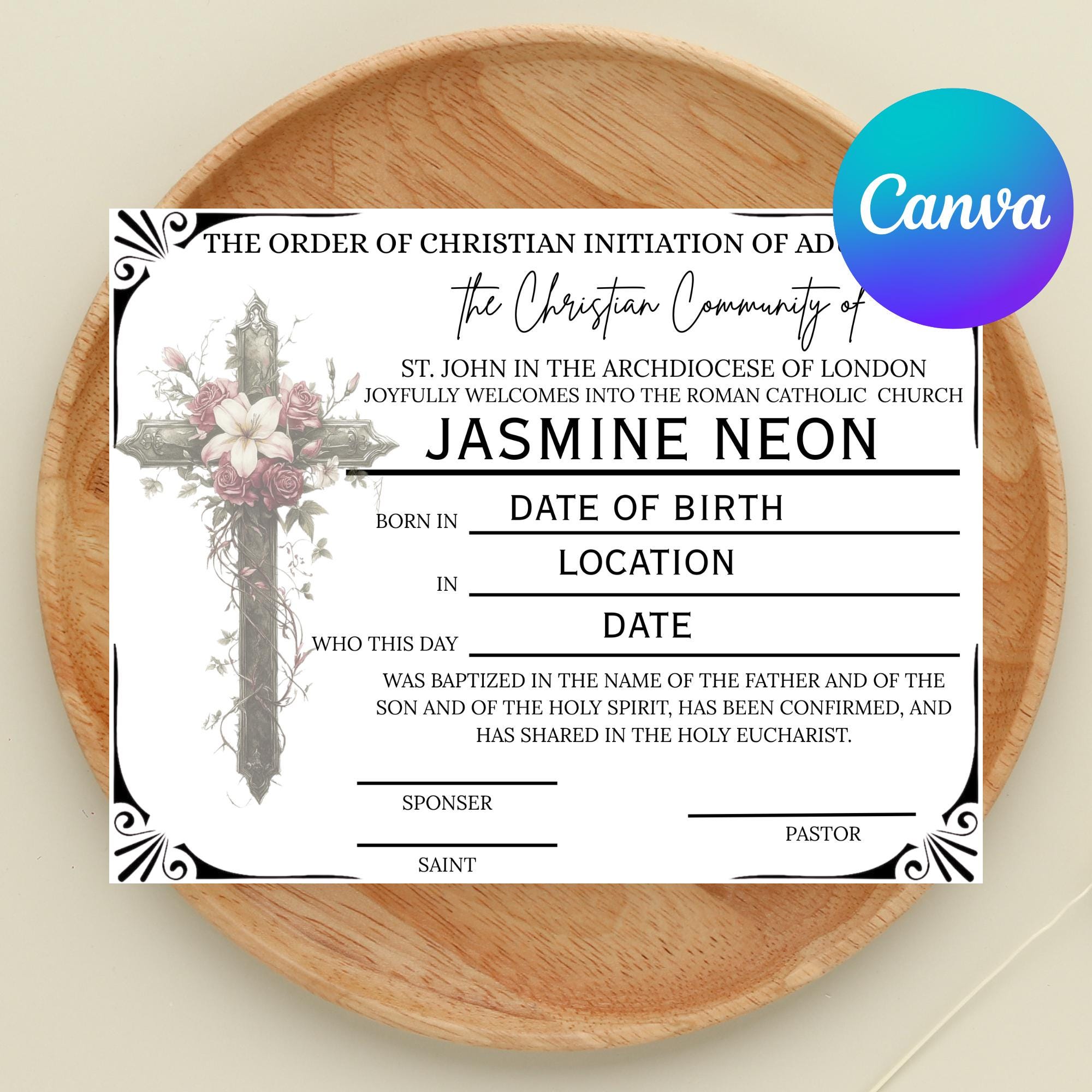 First Communion Certificate Template, Editable First Holy Communion ...