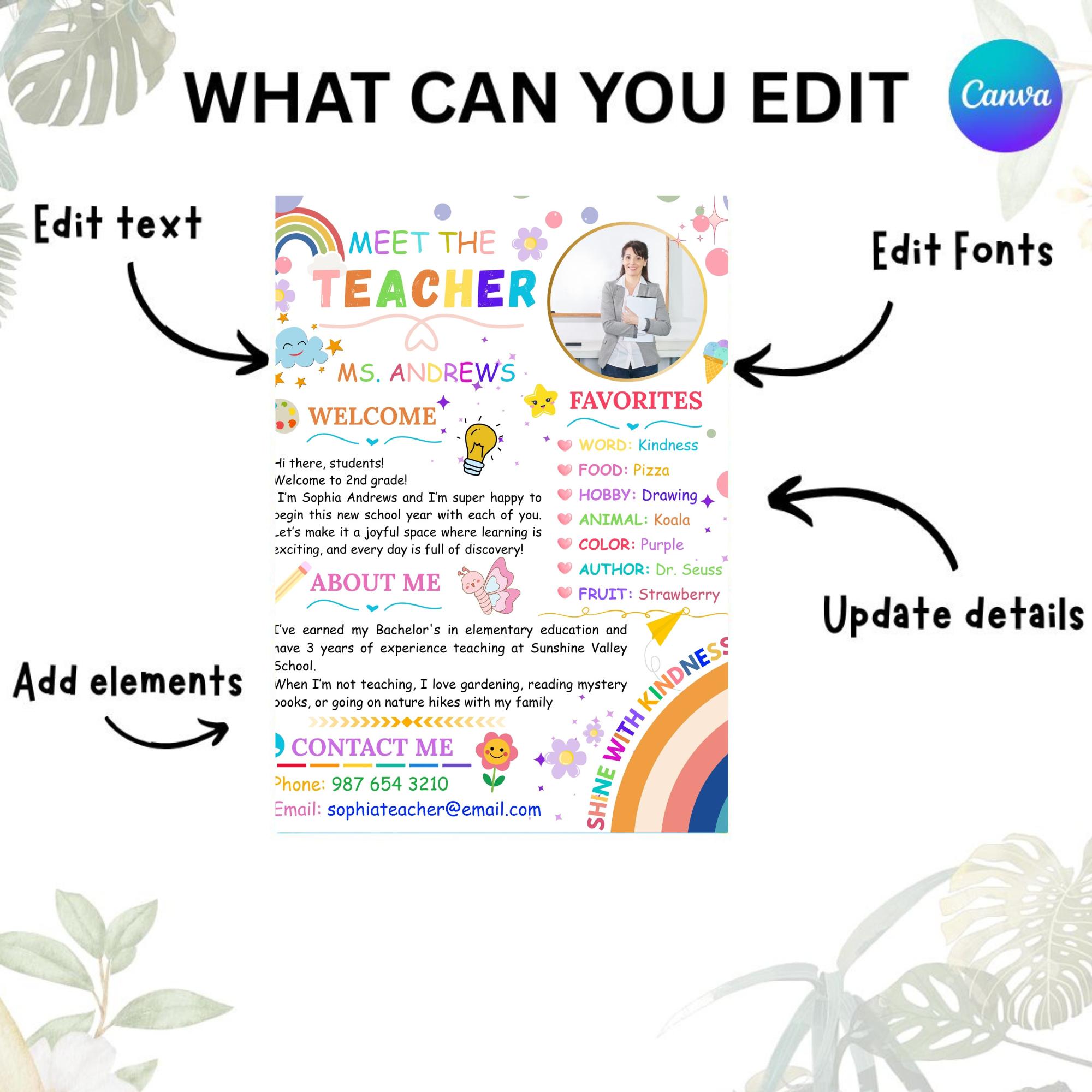 Meet the Teacher Editable Template Bundle, Boho Groovy Pastel Classroom ...
