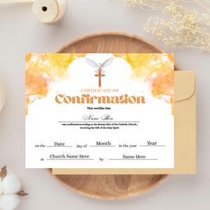 Editable Confirmation Certificate Template 11x8.5'', Catholic ...