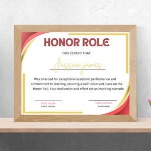 Honor Roll Certificate Editable Template Academic Achievement ...