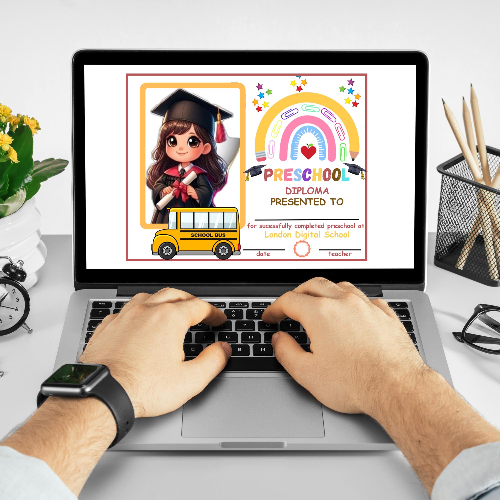 Editable Preschool Graduation Certificate, Prek Diploma Template, End ...