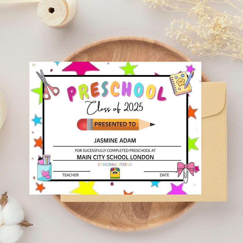 Editable Preschool Graduation Certificate, Prek Diploma Template, End ...
