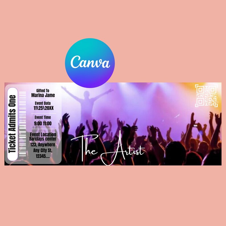 Editable Concert Ticket Template, Printable Event Ticket, Custom ...