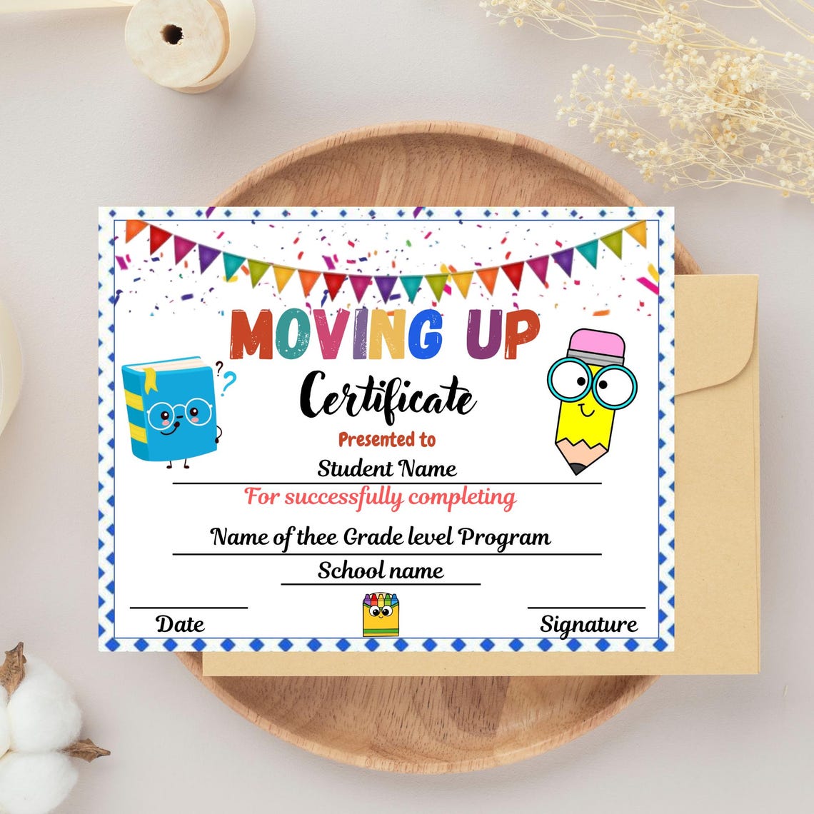 Editable Preschool Moving up Certificate, Prek Moving up Certificate, Preschool Graduation ...