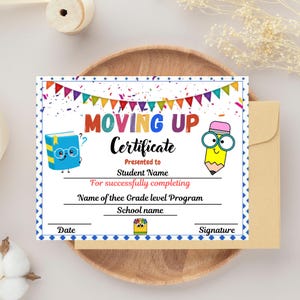 Editable Preschool Moving up Certificate, Prek Moving up Certificate, Preschool Graduation ...