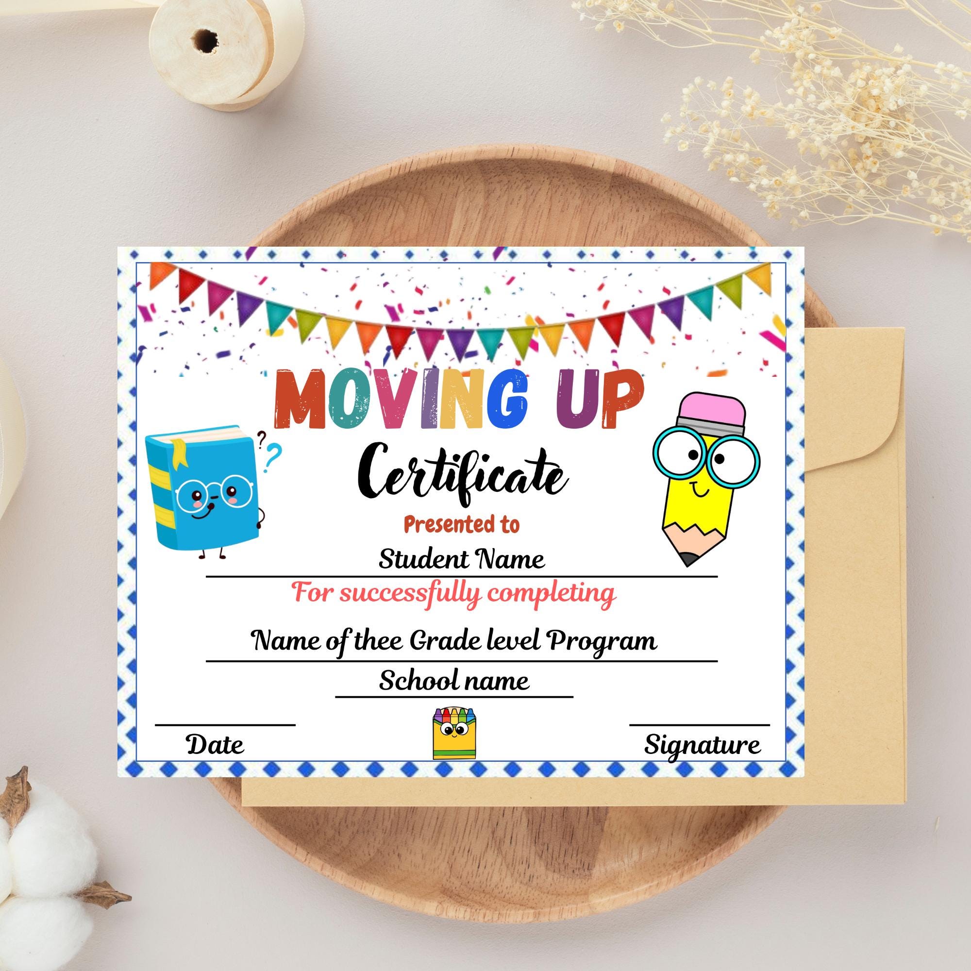 Editable Preschool Moving up Certificate, Prek Moving up Certificate, Preschool Graduation ...