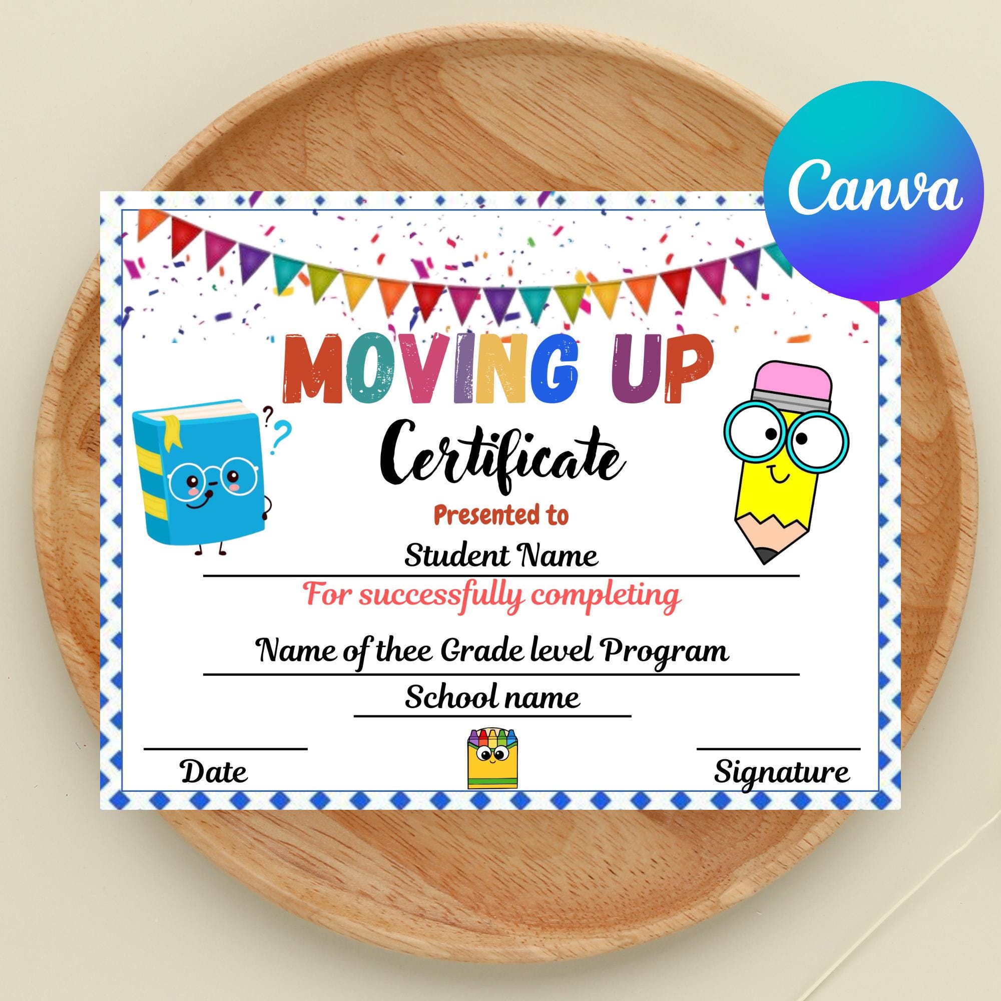 Editable Preschool Moving up Certificate, Prek Moving up Certificate, Preschool Graduation ...