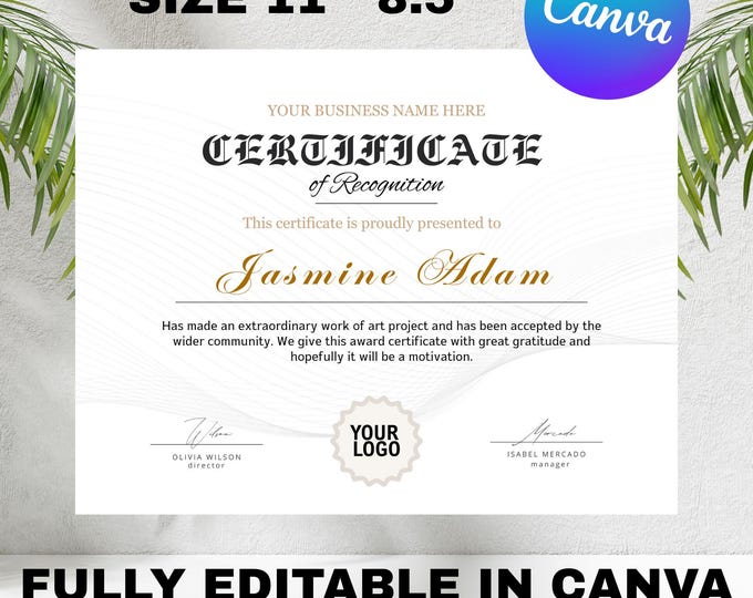 Editable Certificate of Appreciation Canva Template for Appreciation ...