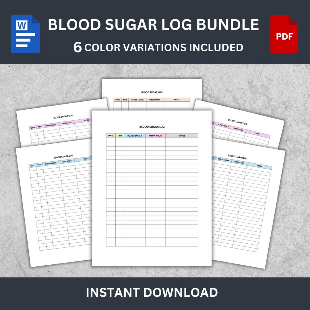 Blood Sugar Log, Diabetes Tracker, Gestational Diabetes Printable ...