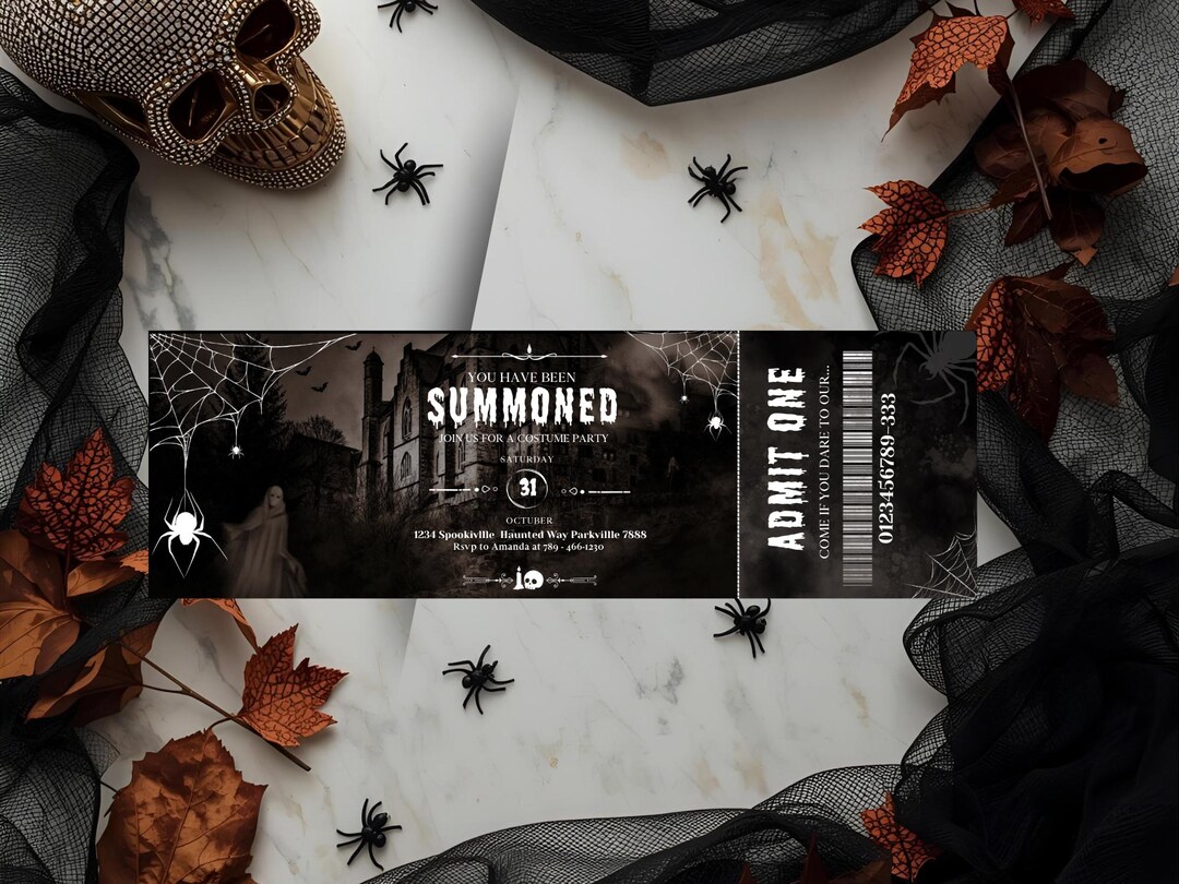 Halloween Party Ticket, Spooky Event Pass, Printable Halloween Invite ...