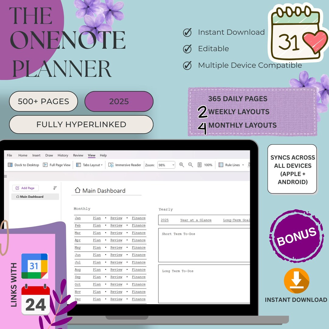 Onenote Template Planner 2025 | Project Manager | Instant Download ...