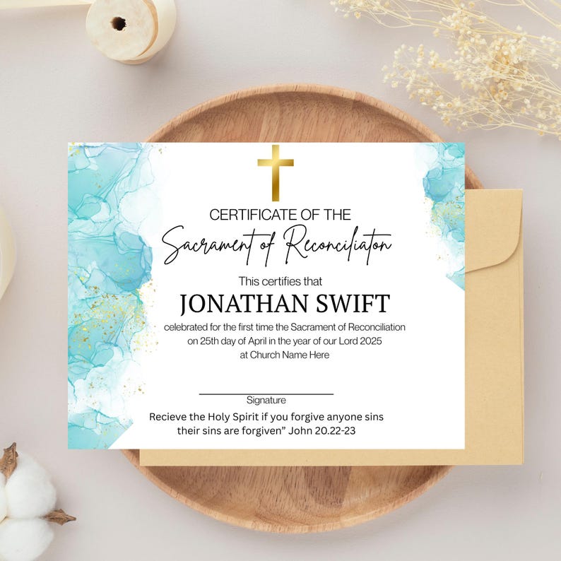 Editable Certificate of Reconciliation Template, Religious Gold ...