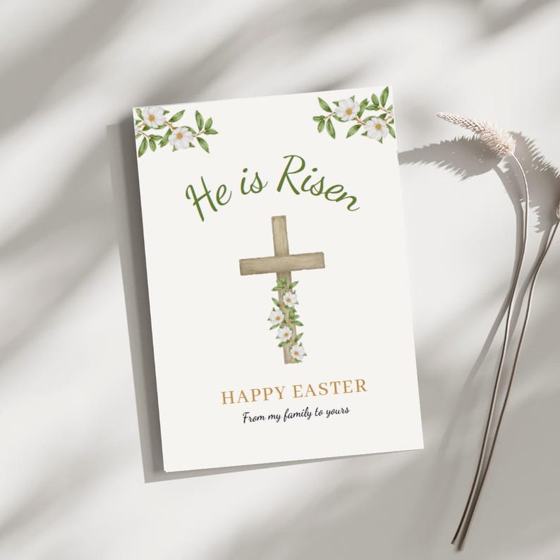 Printable Easter Card, Faith Based Easter Card, Digital Download Easter Card, He is Risen Card ...