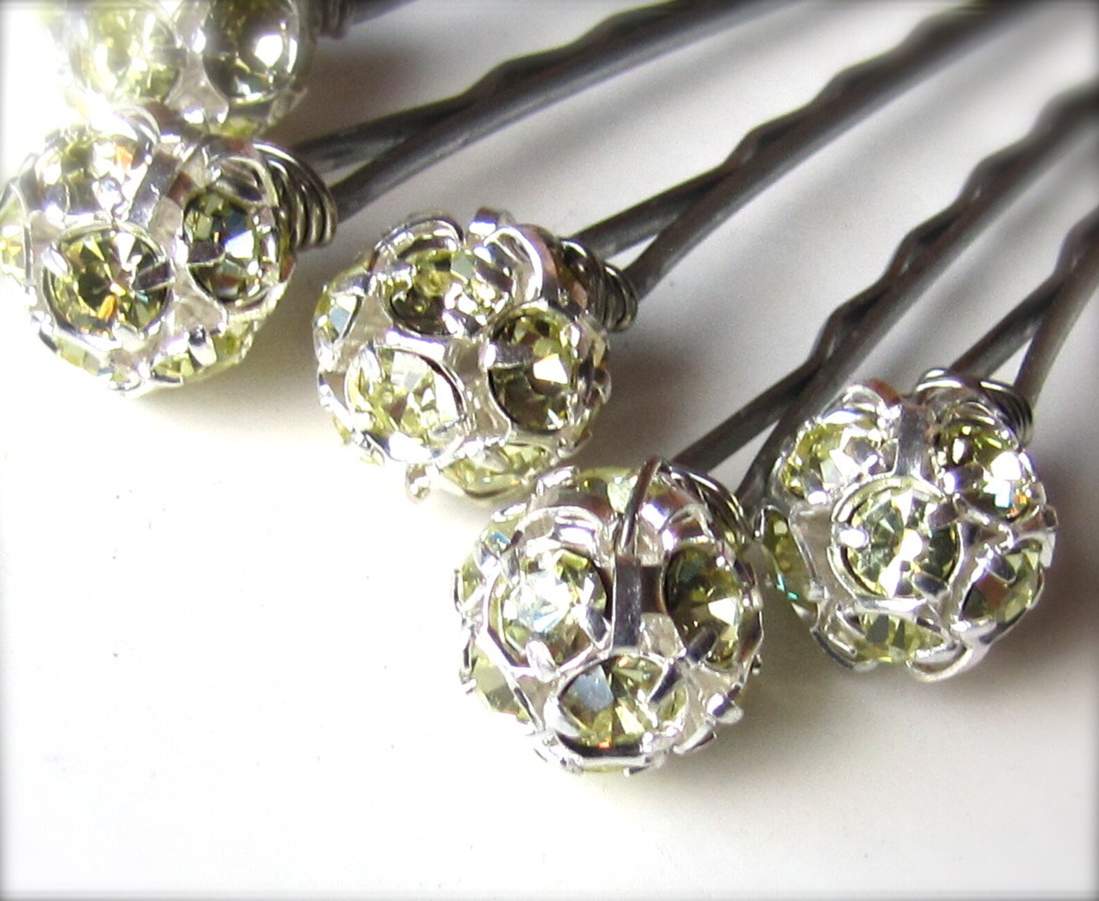 Citron Crystal Rhinestone Hair Pin Set, Pale Yellow Jonquil Citrine - Etsy