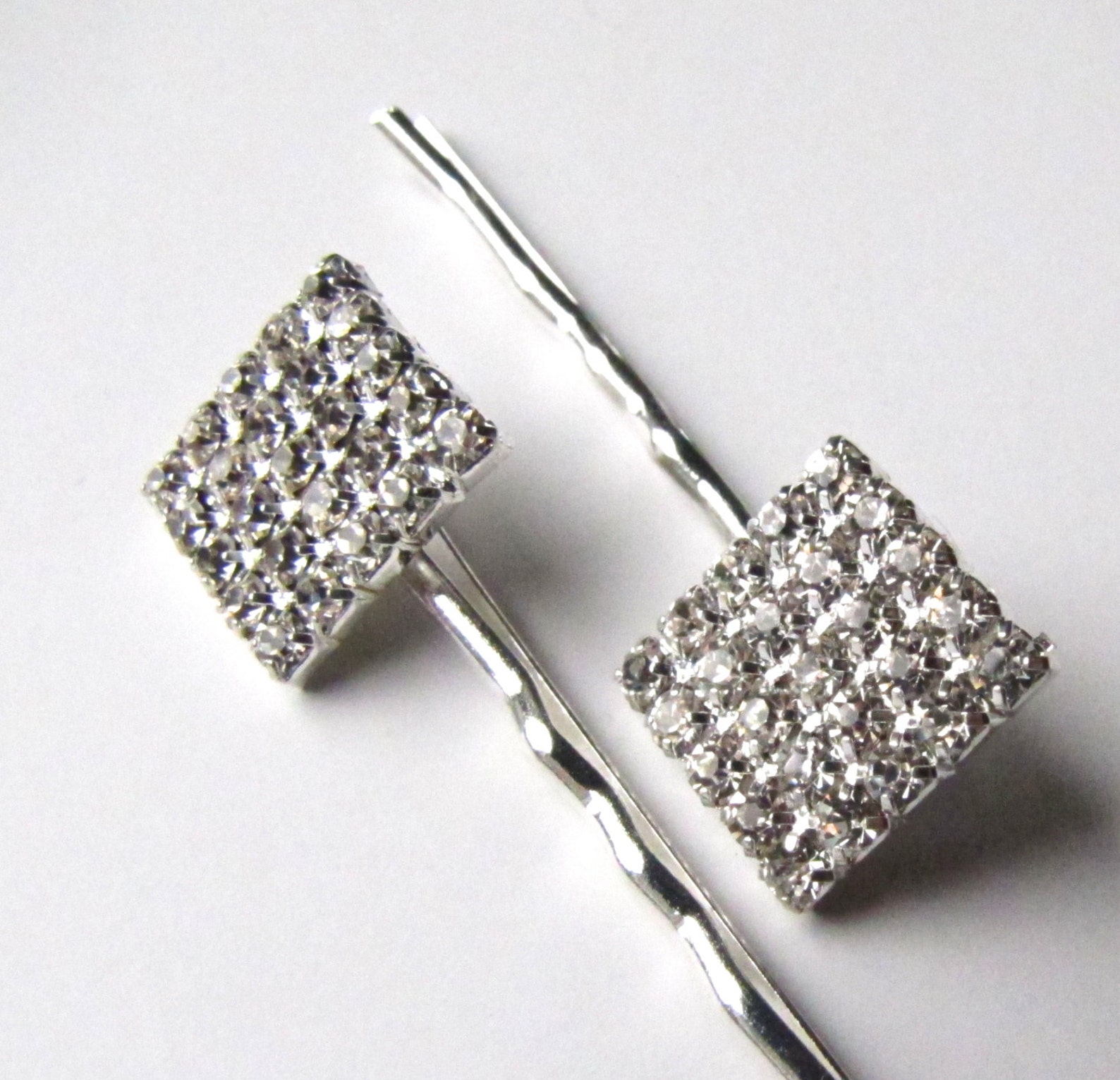Square Rhinestone Wedding Bobby Pins Geometric Crystal Hair - Etsy