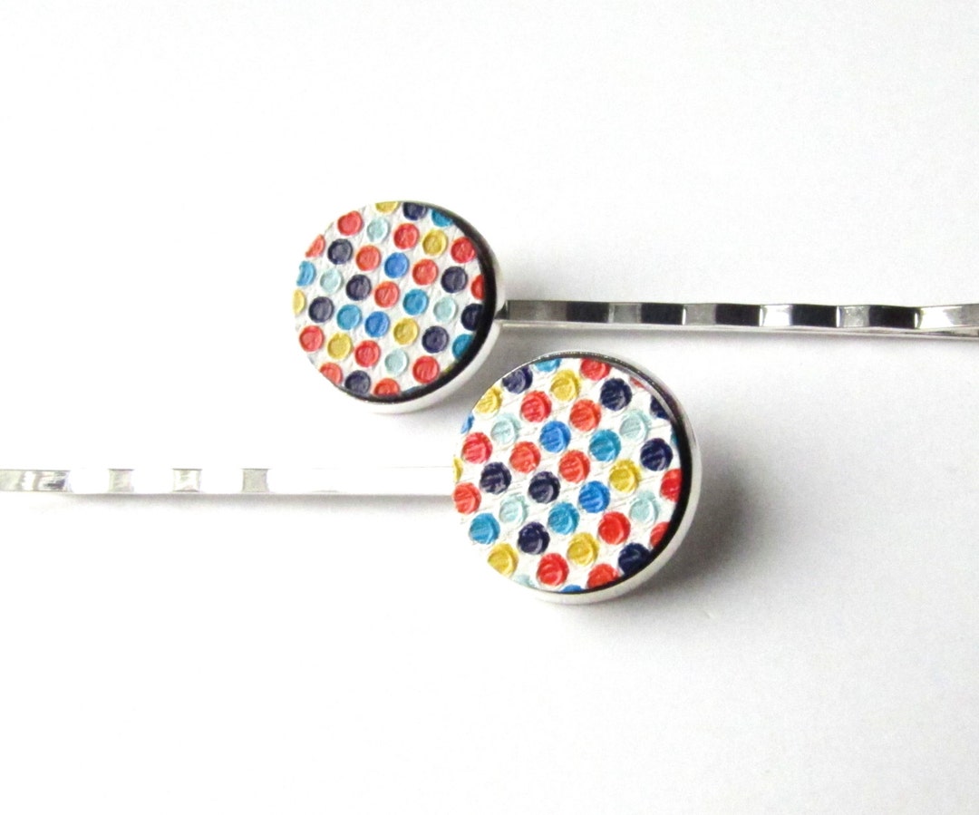 Confetti Dots Bobby Pins or Hair Clips, Multi Colored Tiny Polka Dots ...