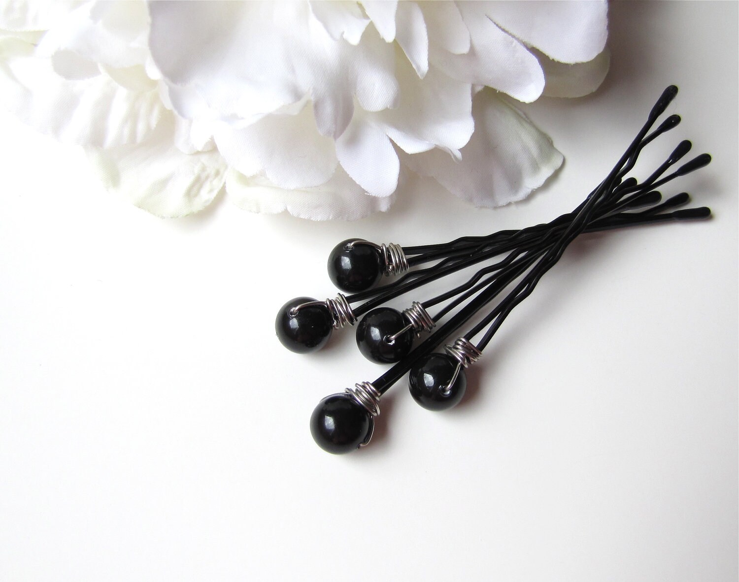 Black Hair Pin Pearls Swarovski Wire Wrapped - Etsy
