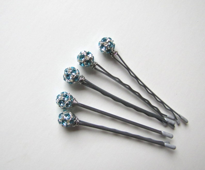 Aqua Blue Crystal Bobby Pins 8mm Set Something Blue Wedding - Etsy