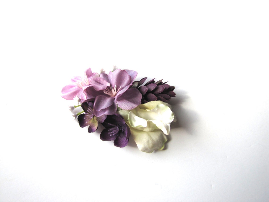 Purple Wedding Hair Flower Clip Fascinator or Brooch Pin, Optional ...