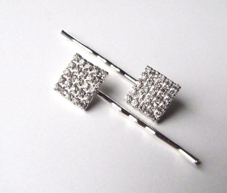 Square Rhinestone Wedding Bobby Pins Geometric Crystal Hair - Etsy