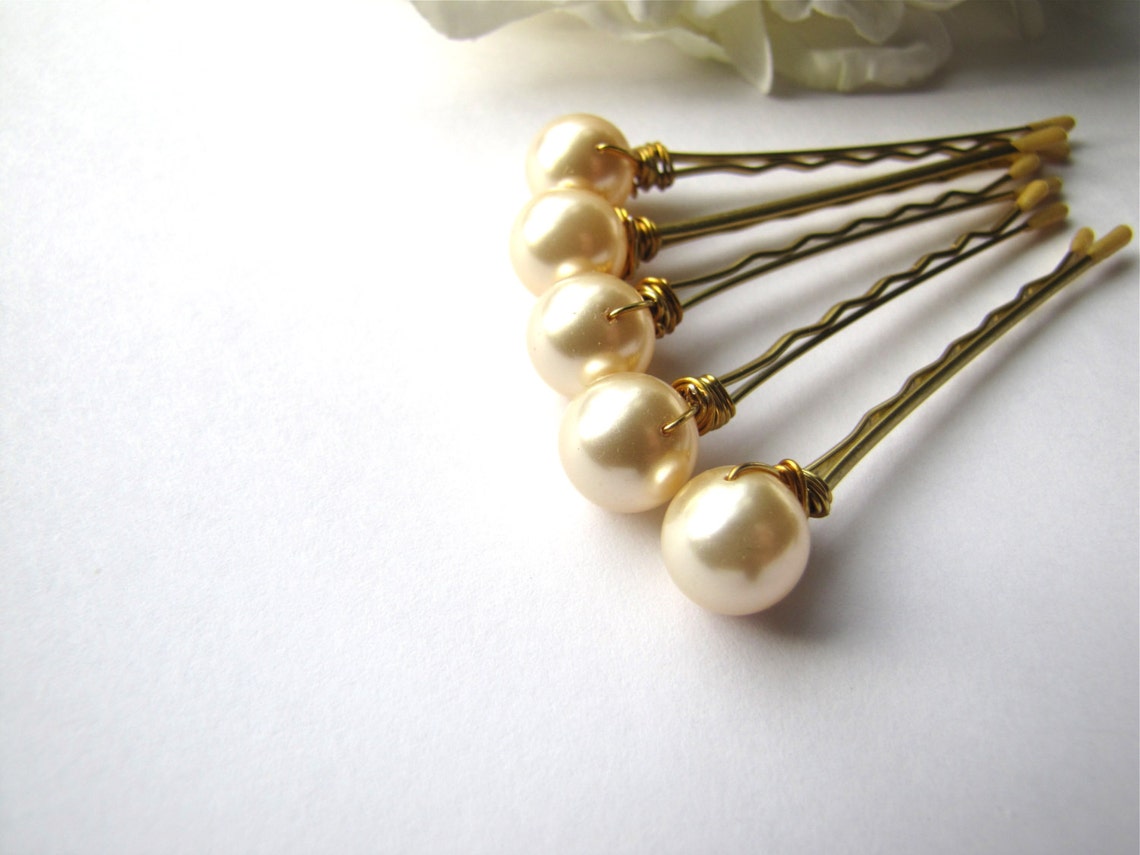 Light Gold Ivory Hair Pearl Pins Wedding Set - Etsy